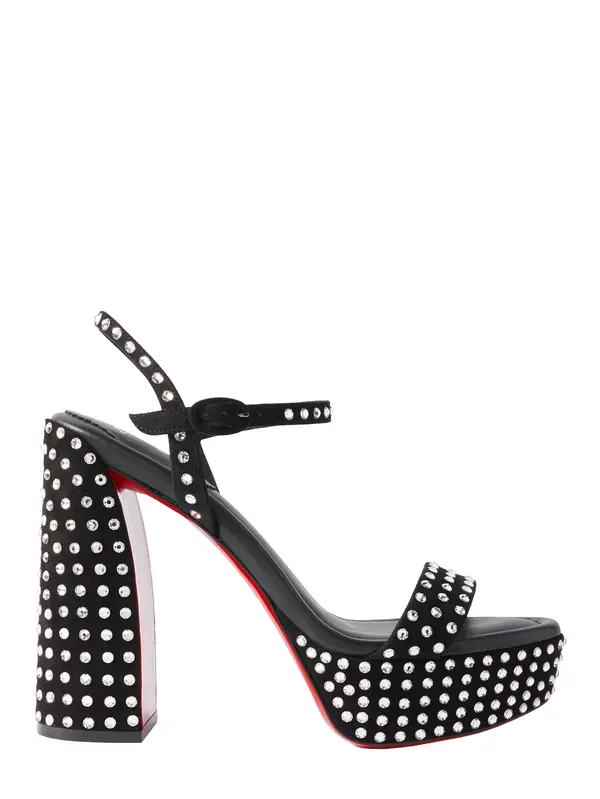 CHRISTIAN LOUBOUTIN Movida Jane 130 Crystal-embellished Platform Sandals - Black