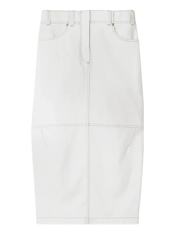 Brunello Cucinelli Denim Midi Skirt - White