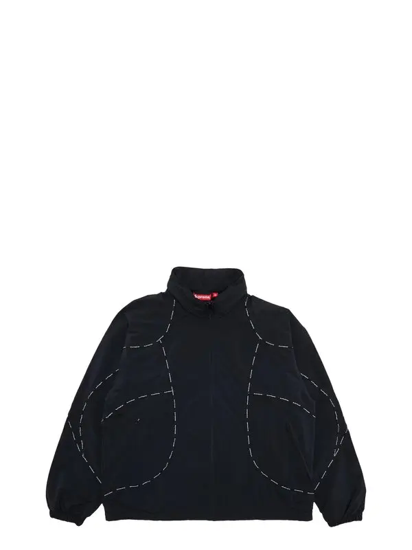Supreme Logo Piping Hooded Track Jacket - Black