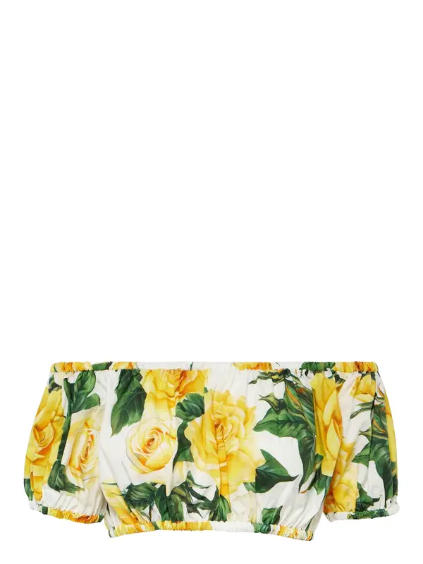 Dolce & Gabbana Floral Cotton Crop Top - White