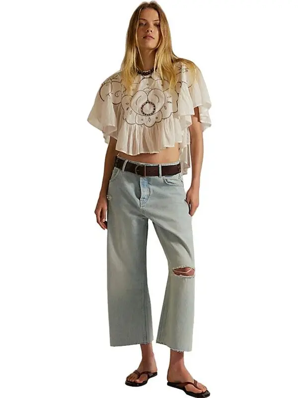 Free People We The Free Deep Trance Dropped Boyfriend Jeans - Bleached Out Raw