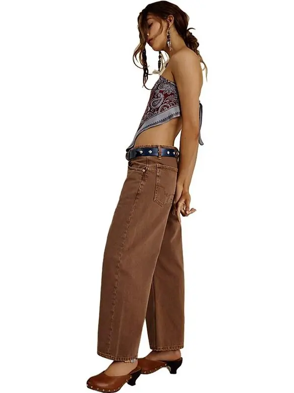 Free People We The Free Deep Trance Dropped Boyfriend Jeans - Chocolate Mousse Short