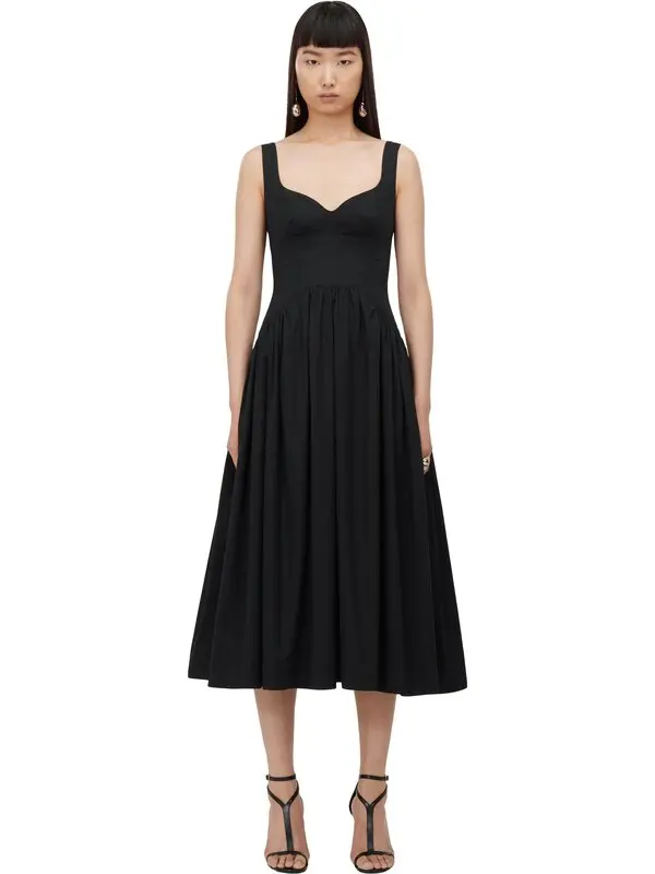 Alexander McQueen Sweetheart Neckline Midi Dress - Black