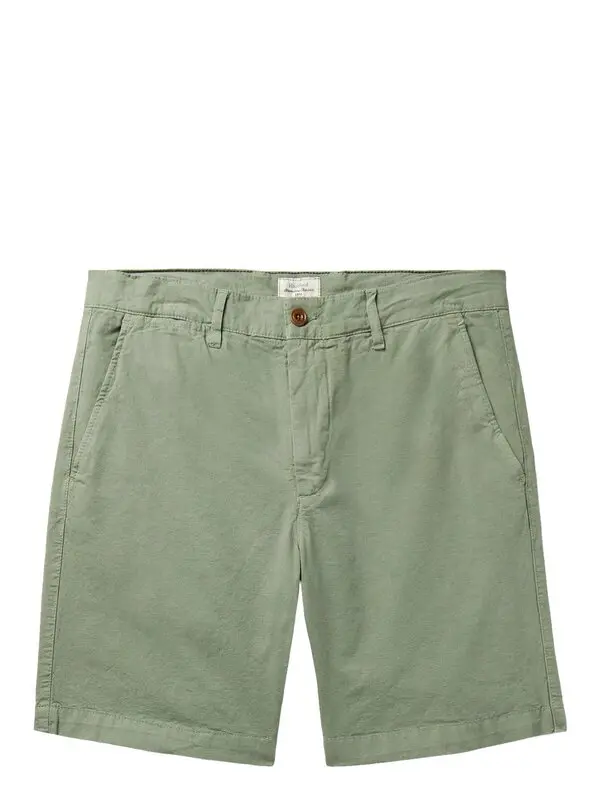 Hartford Byron Slim-fit Cotton And Linen-blend Shorts - Green