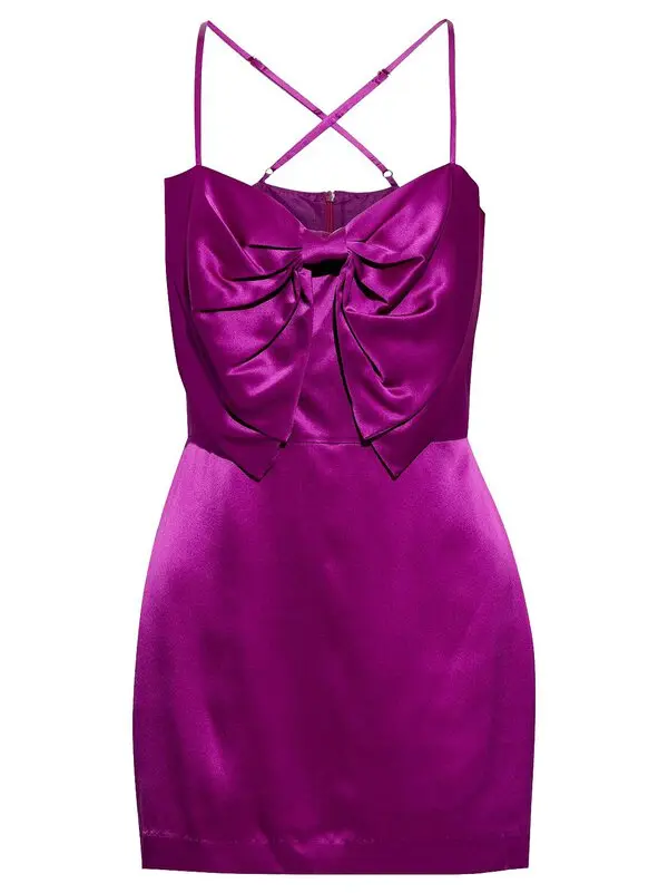 Michelle Mason Bow-embellished Silk-charmeuse Mini Dress - Violet