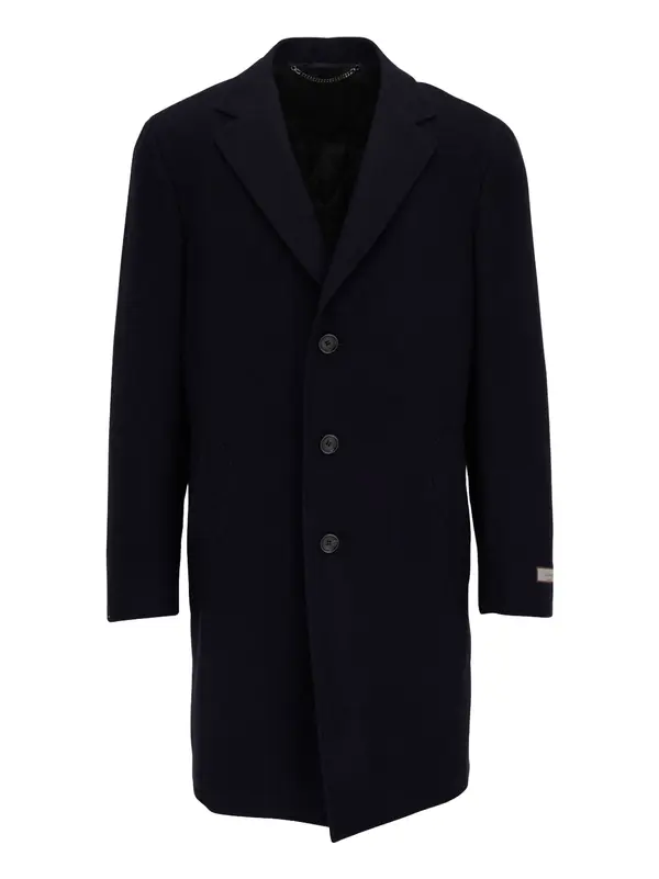 Canali Single-breasted Logo-appliqué Coat - Blue