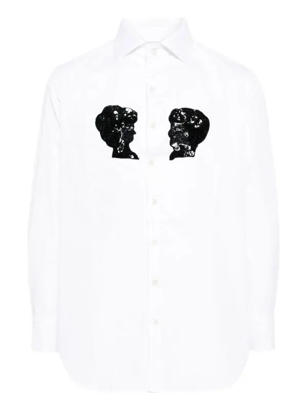 BODE Sequin-embellished Cotton Shirt - White