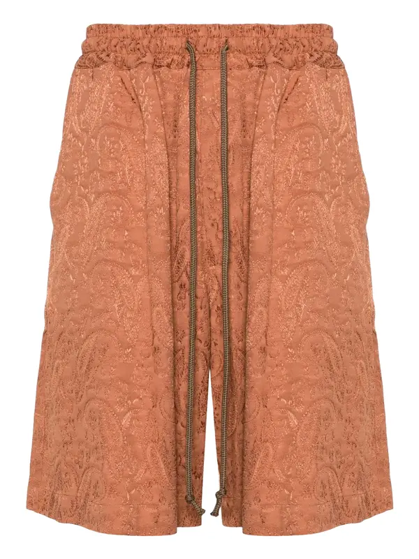 SONG FOR THE MUTE Paisley Jacquard Shorts - Orange