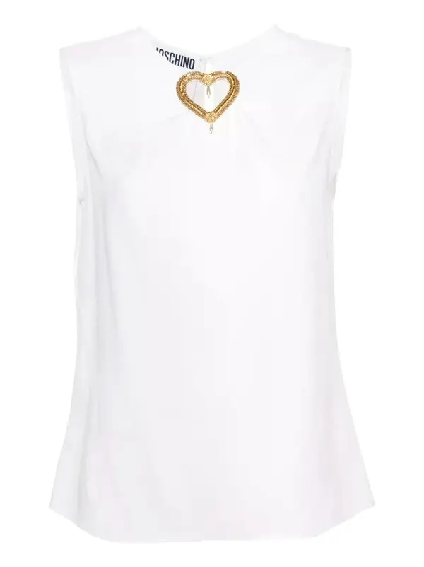 Moschino Heart Cut-out Sleeveless Blouse - Neutrals