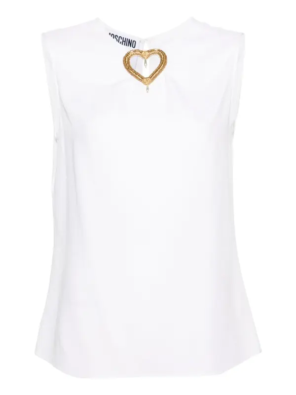 Moschino Heart Cut-out Sleeveless Blouse - White