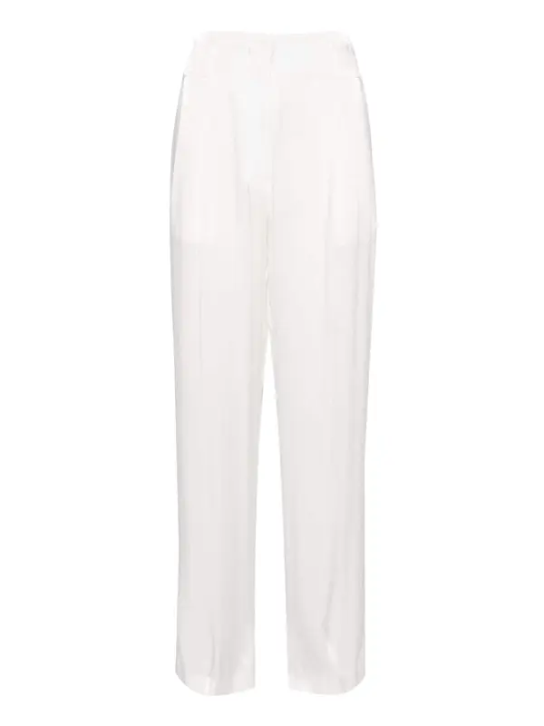 GENNY Wide-leg Satin Trousers - White