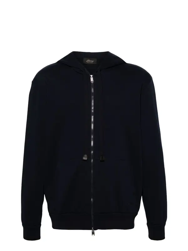 Brioni Piqué Zip-up Hoodie - Blue