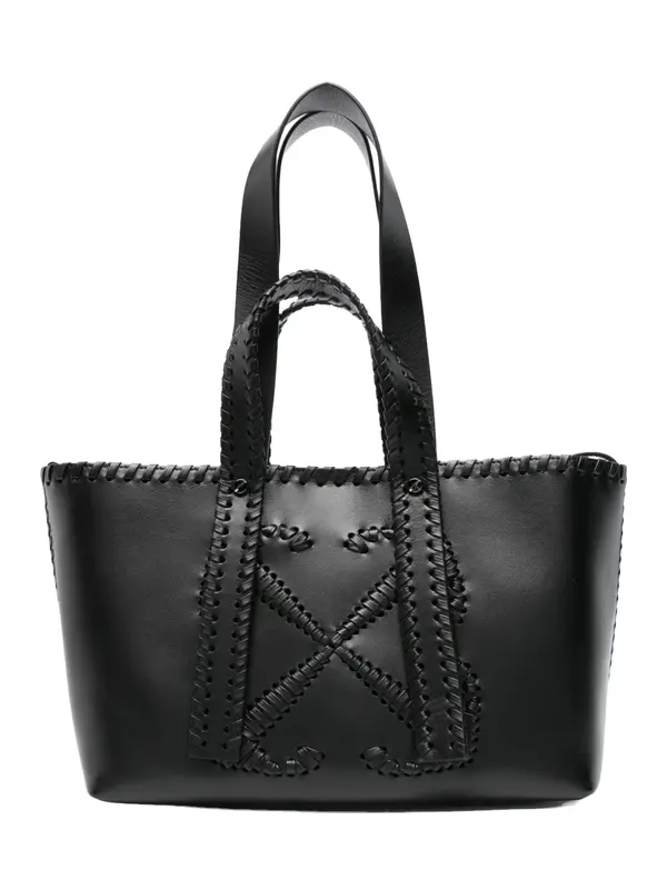 Off-White Arrows-stitch Leather Tote Bag - Black