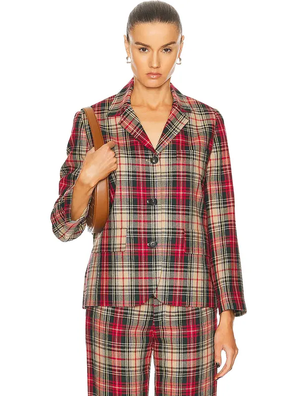 BODE Truto Plaid Suit Jacket - Red