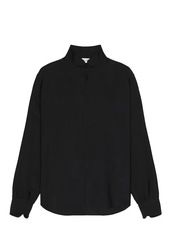 Saint Laurent Chemise Col Chemine In Black - Noir