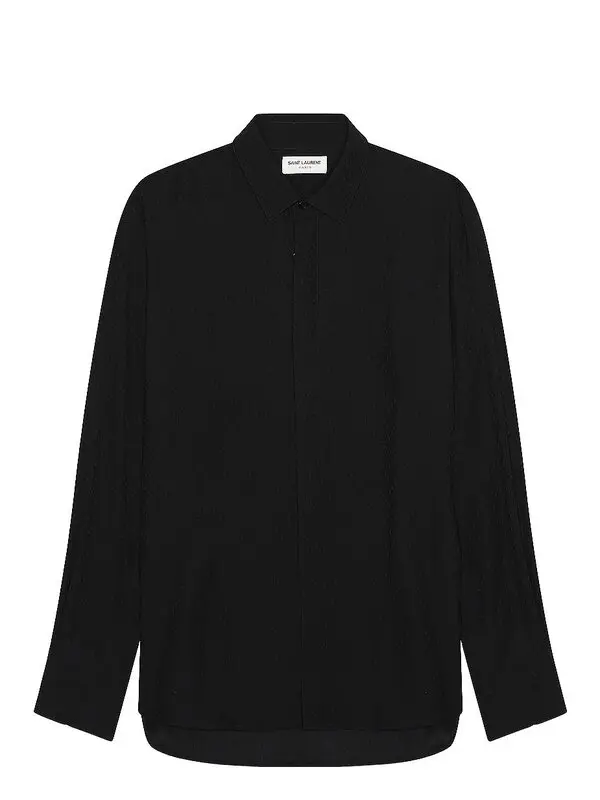 Saint Laurent Chemise Col Yves In Black - Noir