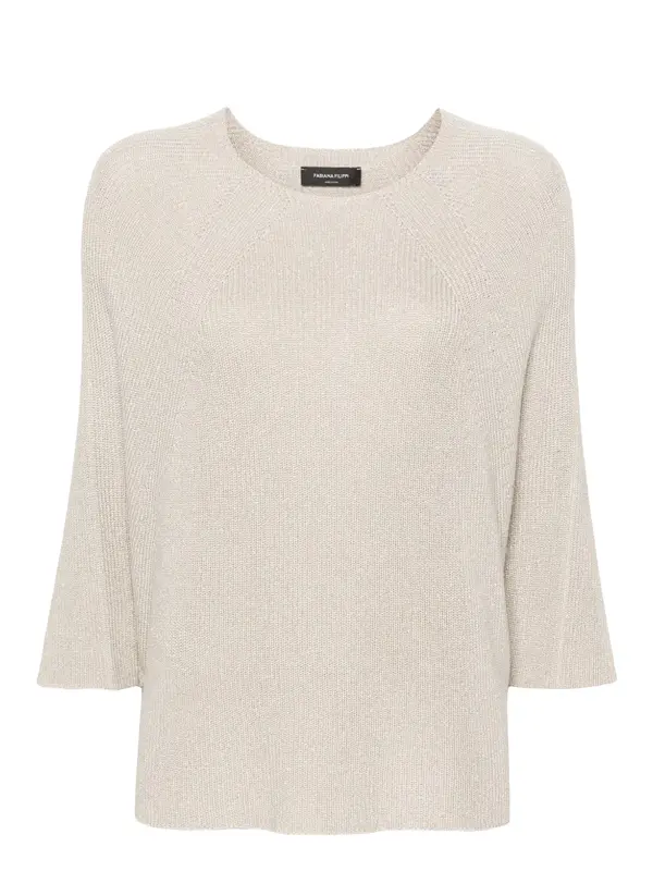Fabiana Filippi Metallic-threading Batwing-sleeves Jumper - Neutrals