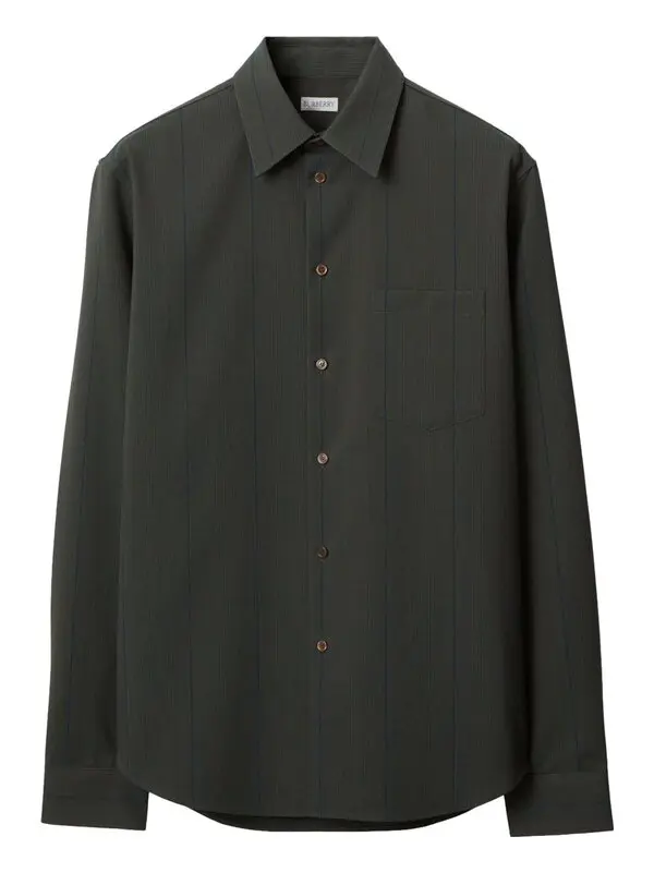 Burberry Striped Wool Shirt - Black