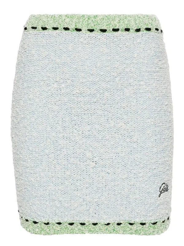 Gcds Logo-embroidered Bouclé Mini Skirt - Blue