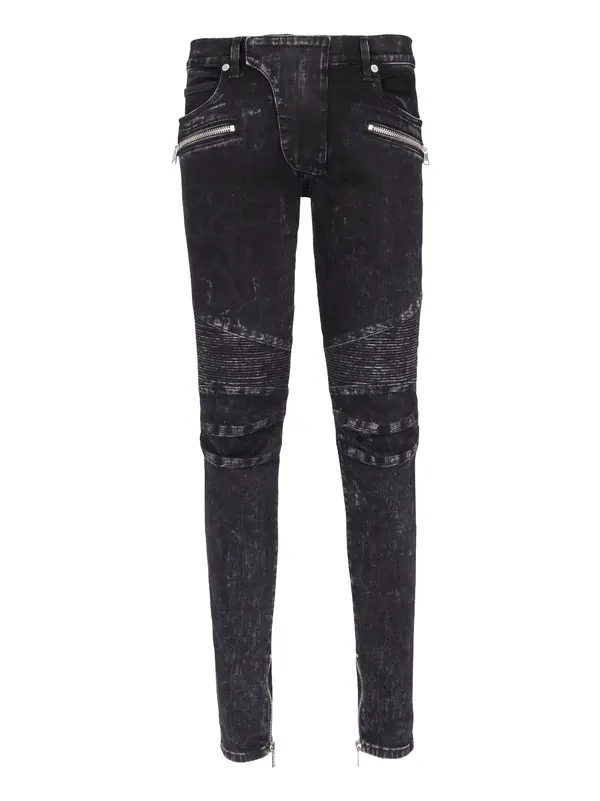 Balmain Panelled Slim-leg Jeans - Black