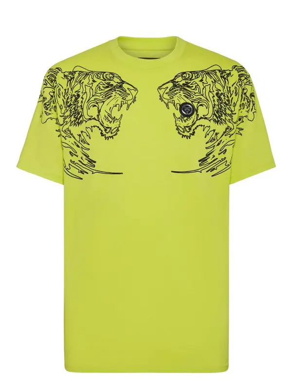 PLEIN SPORT Ss Tiger Cotton T-shirt - Yellow