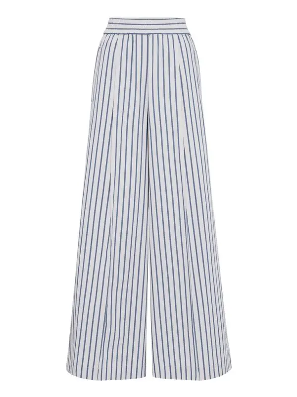 Brunello Cucinelli Striped Wide-leg Trousers - White