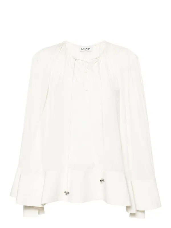 LANVIN Gathered Drop-shoulder Kaftan - Neutrals
