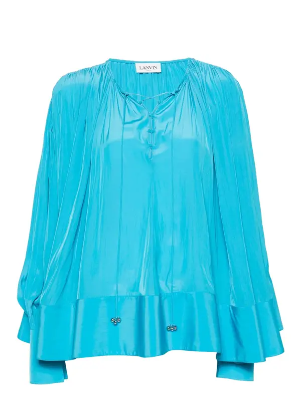 LANVIN Gathered Drop-shoulder Kaftan - Blue