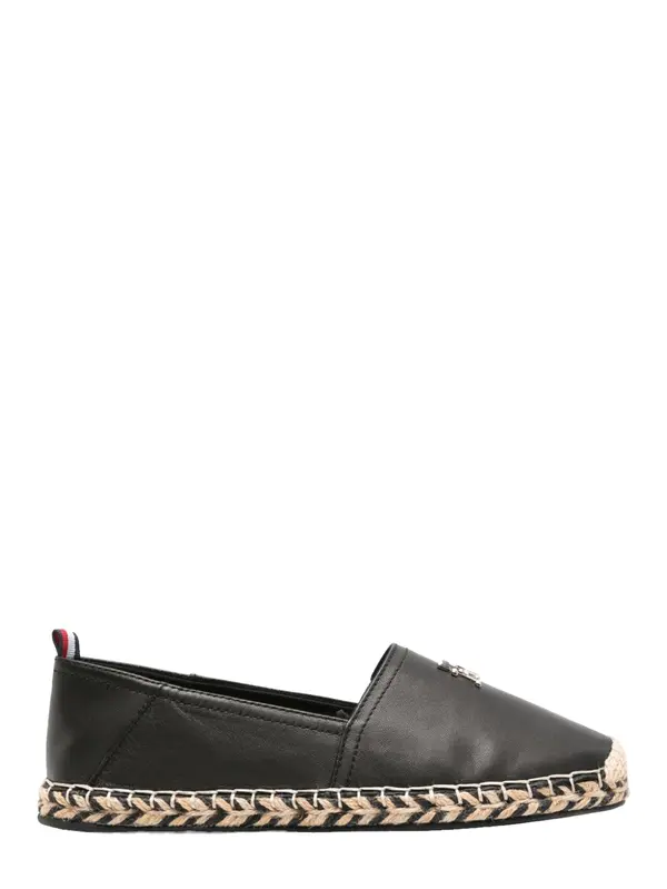 Tommy Hilfiger Leather Logo Espadrilles - Black