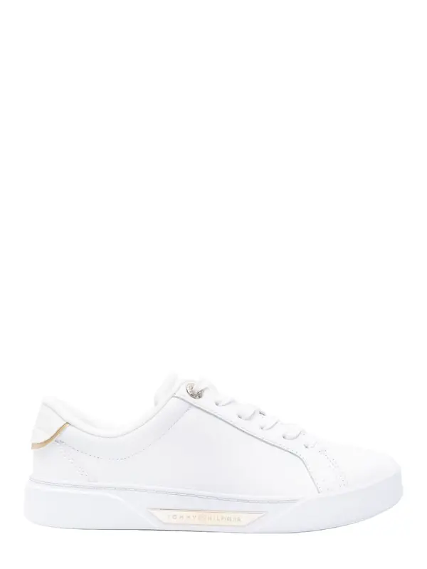 Tommy Hilfiger Logo-plaque Leather Sneakers - White