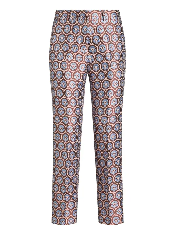 Etro Floral-jacquard Cigarette Trousers - Blue