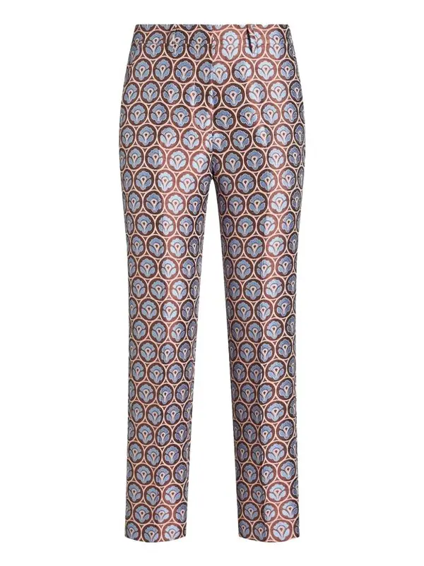 Etro Floral-jacquard Cigarette Trousers - Blue