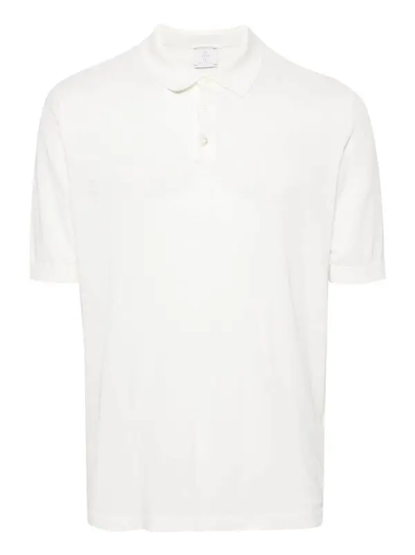 Eleventy Ribbed Cotton Polo Shirt - White