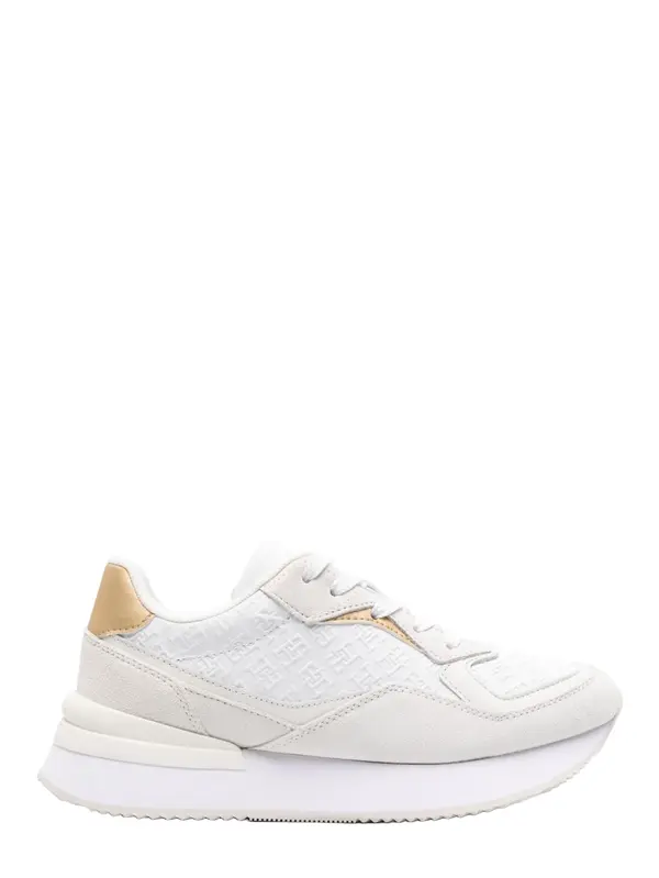 Tommy Hilfiger Monogram-embossed Leather Sneakers - White
