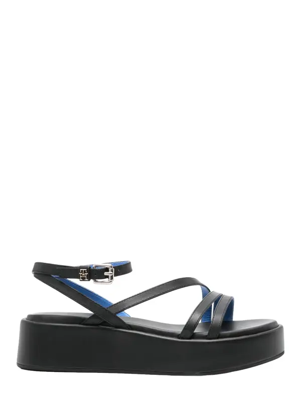 Tommy Hilfiger Leather Platform Sandals - Black