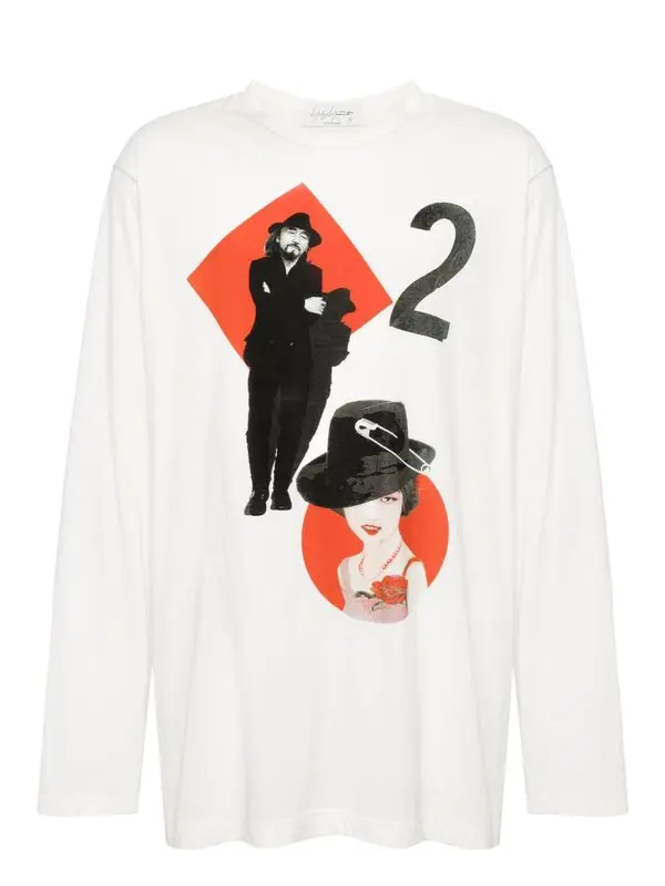 Yohji Yamamoto Graphic-print Cotton T-shirt - White