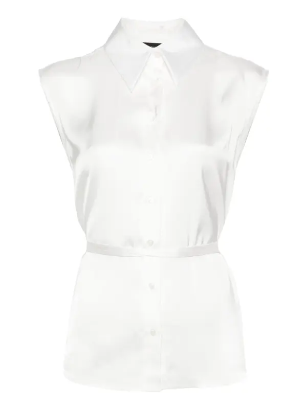 Fabiana Filippi Satin Sleeveless Shirt - White
