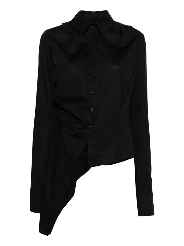 MARC LE BIHAN Asymmetric Poplin Shirt - Black