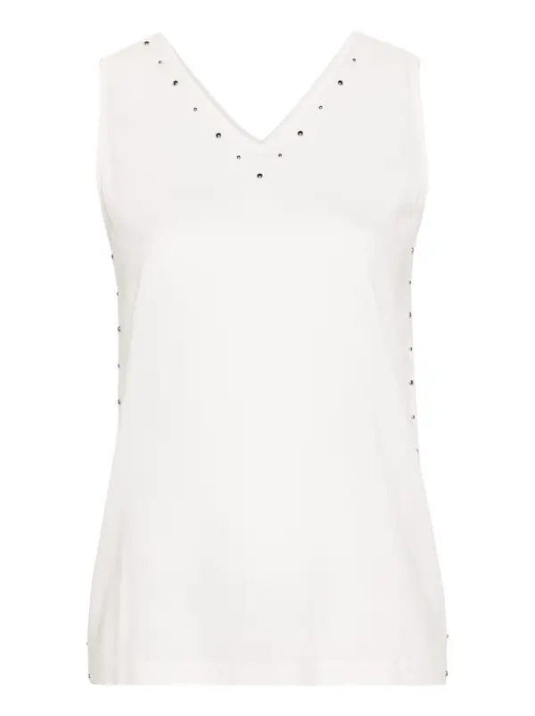 Fabiana Filippi Studded V-neck Sleeveless Blouse - White