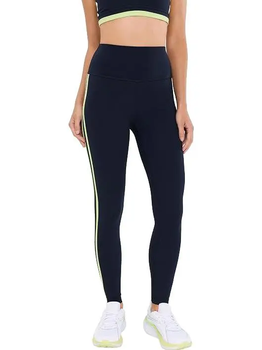 Splits59 High-waist Airweight 7/8 Leggings With Side Stripe Detail - Indigo/limeade