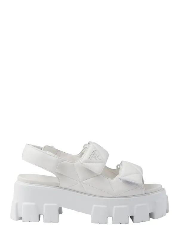 Prada Monolith Quilted Leather Sandals - White