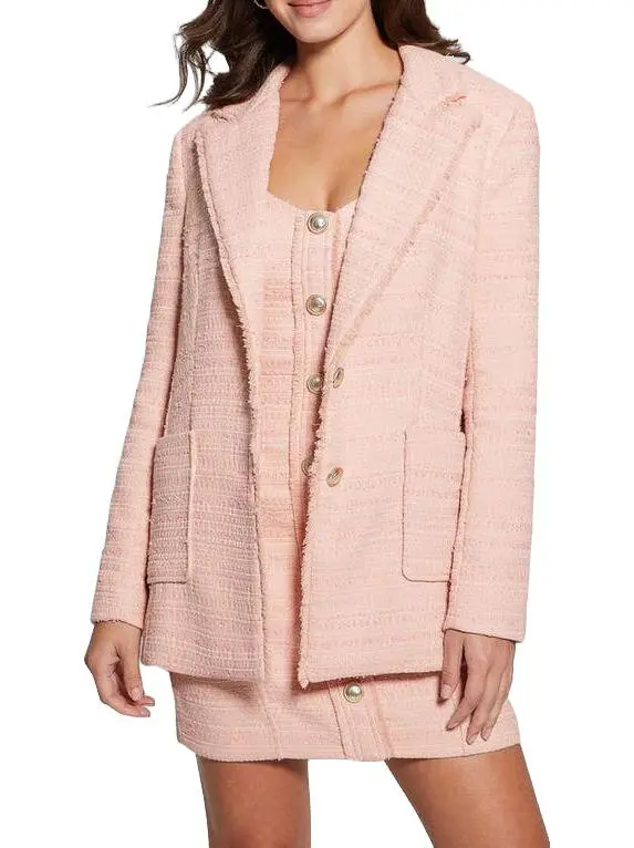 Guess Tosca Metallic Tweed Blazer - Pink