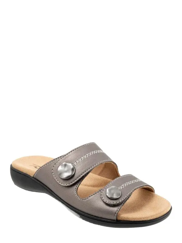 Trotters Ruthie Stitch Slide Sandal - Pewter
