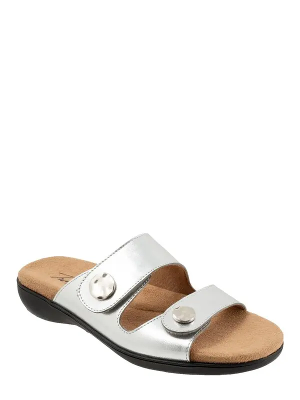 Trotters Ruthie Stitch Slide Sandal - Silver