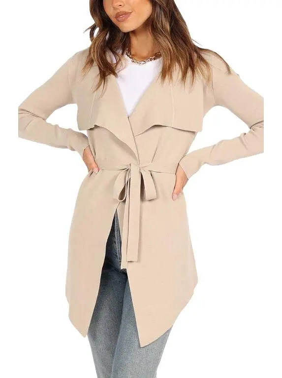PETAL & PUP Zimmer Tie Waist Cardigan - Beige