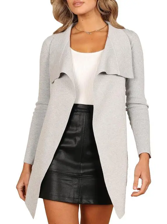 PETAL & PUP Zimmer Tie Waist Cardigan - Grey