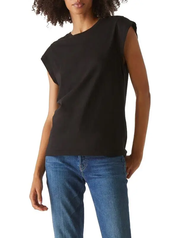 Michael Stars Joey Power Shoulder T-shirt - Black