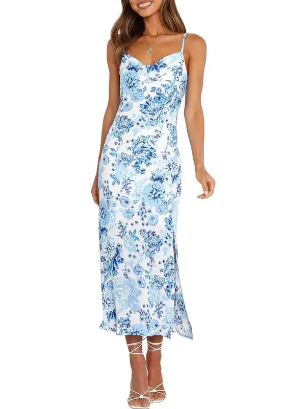 PETAL & PUP Yelena Floral-print Slip Dress - Blue