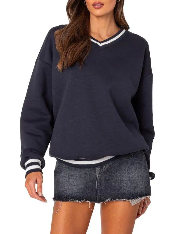 EDIKTED Caryn Oversize Sweatshirt - Navy