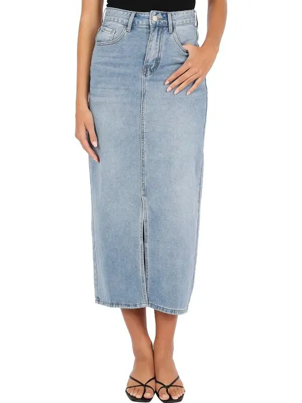 PETAL & PUP Dana Denim Midi Skirt - Blue Wash